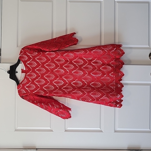 Rare Editions | Dresses | Rare Edition Red Lace Dress With White ...